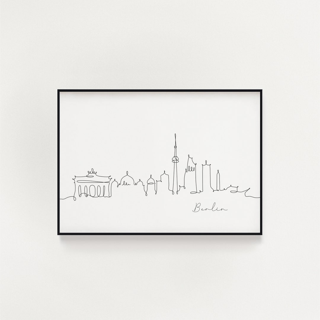 Berlin Skyline Print, Line Art Print, Minimalist Wall Art, City ...