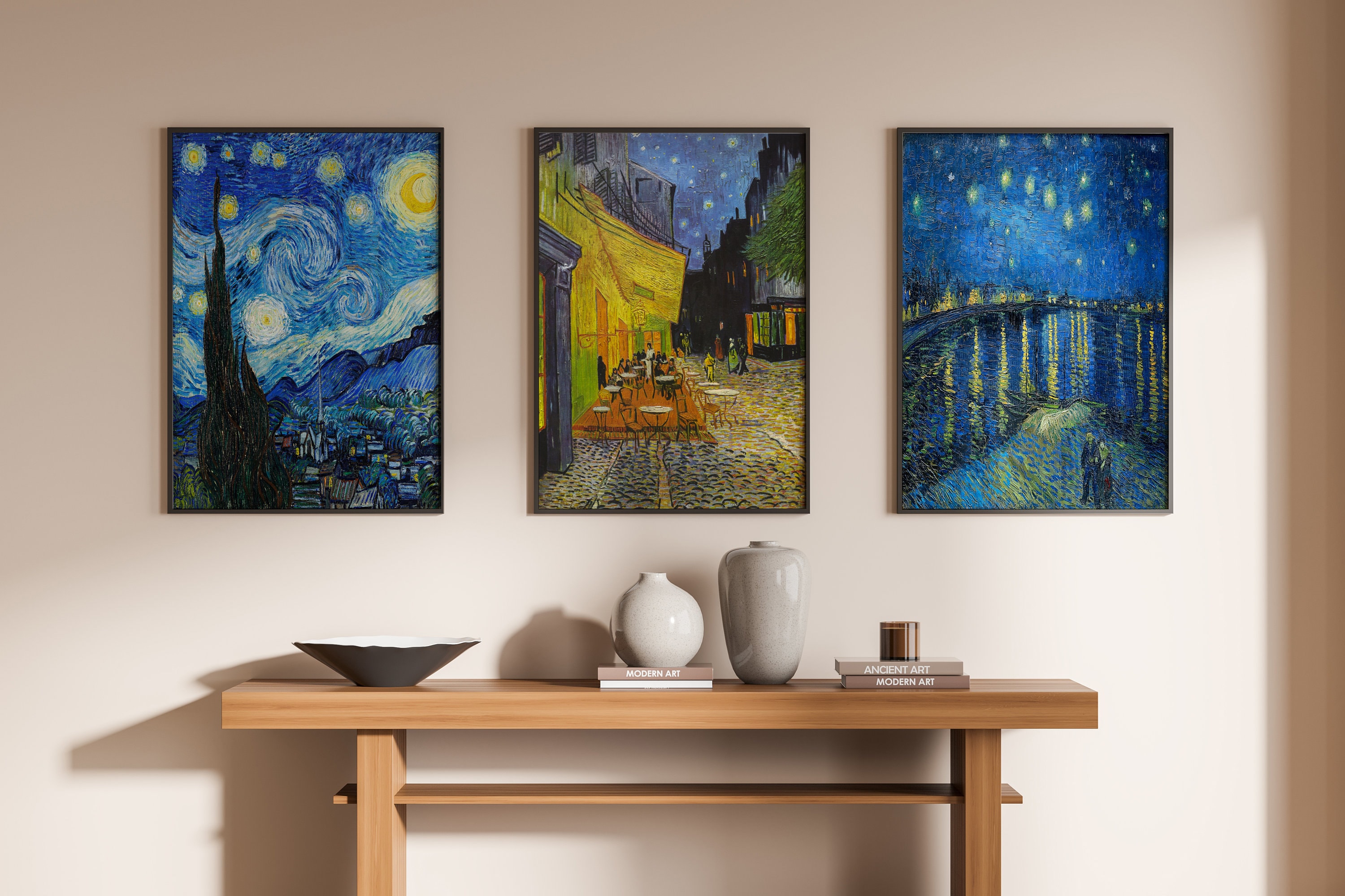 Set of 3 Van Gogh Prints, Starry Night Gallery Wall Decor, French Night ...