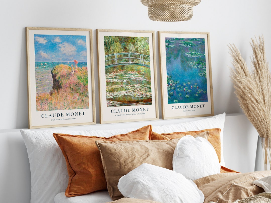 Set of 3 Claude Monet Prints, Flower Gallery Wall Set, Water Lilies ...