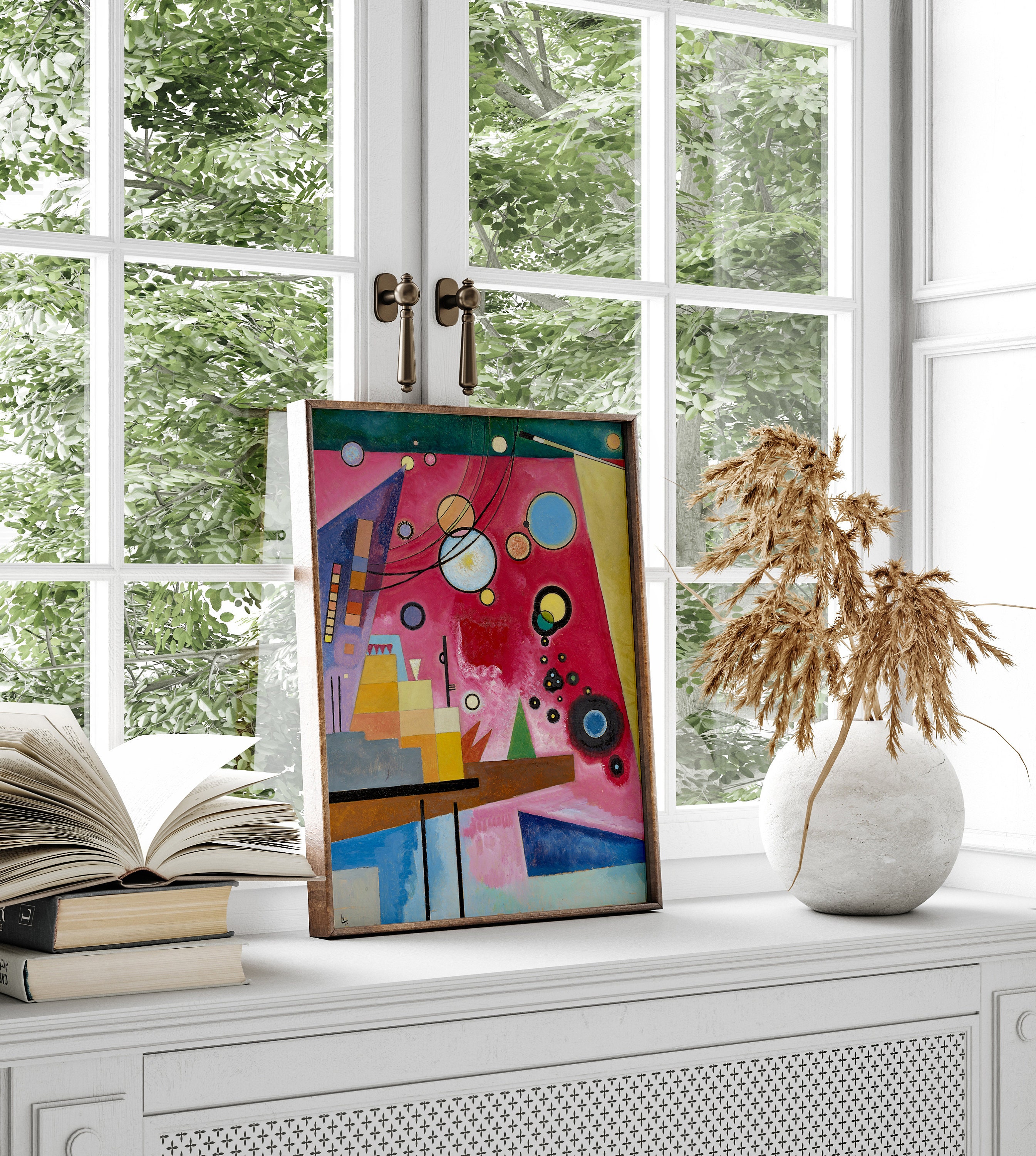 Kandinsky Heavy Red Abstract Art Print, Geometric Contemporary Wall Art ...