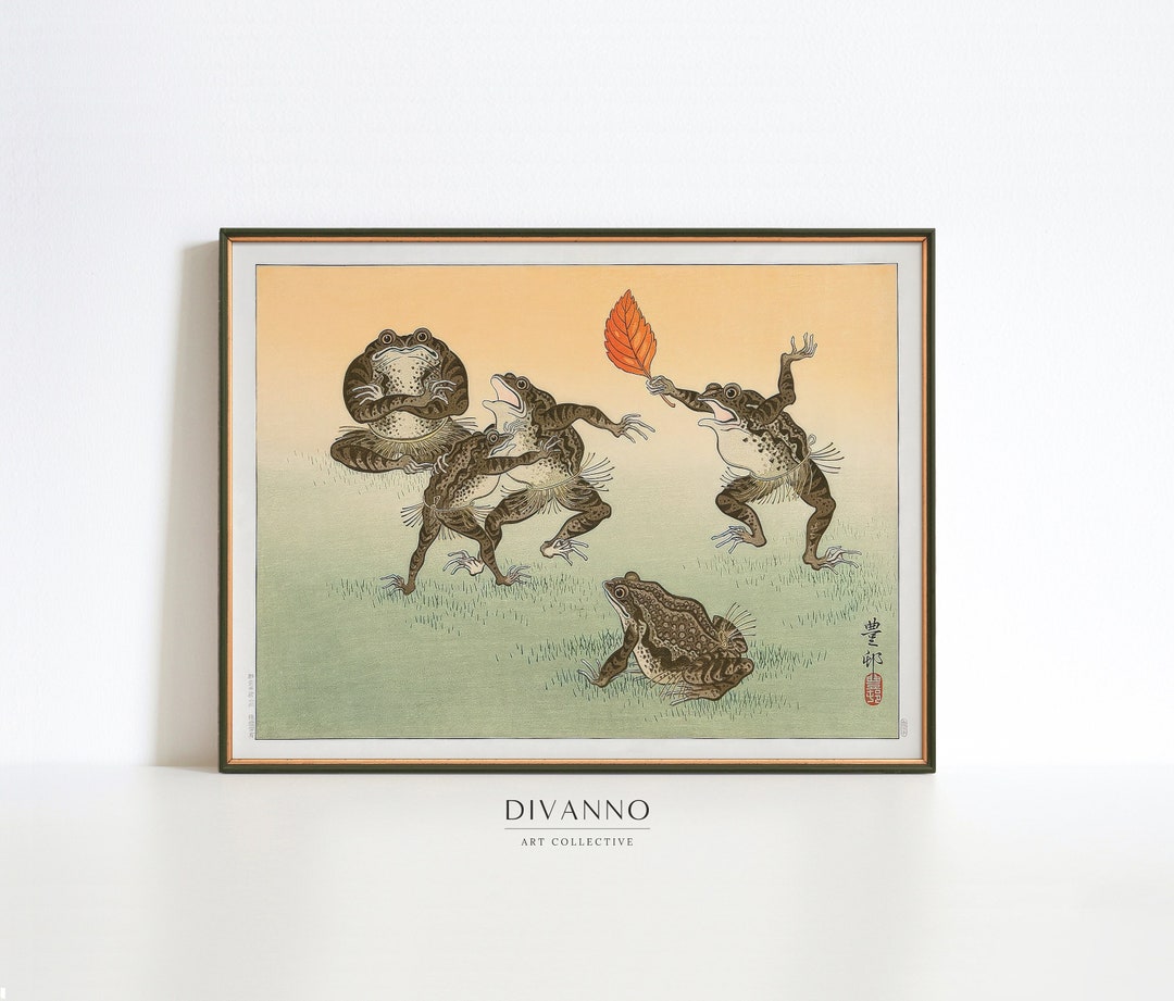 Japanese Frog Sumo Print, Vintage Battle Frogs Poster, Modern Wall ...