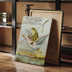 Flying Frog Wall Art, Vintage Funny Frog Poster, Cartoon Animal ...