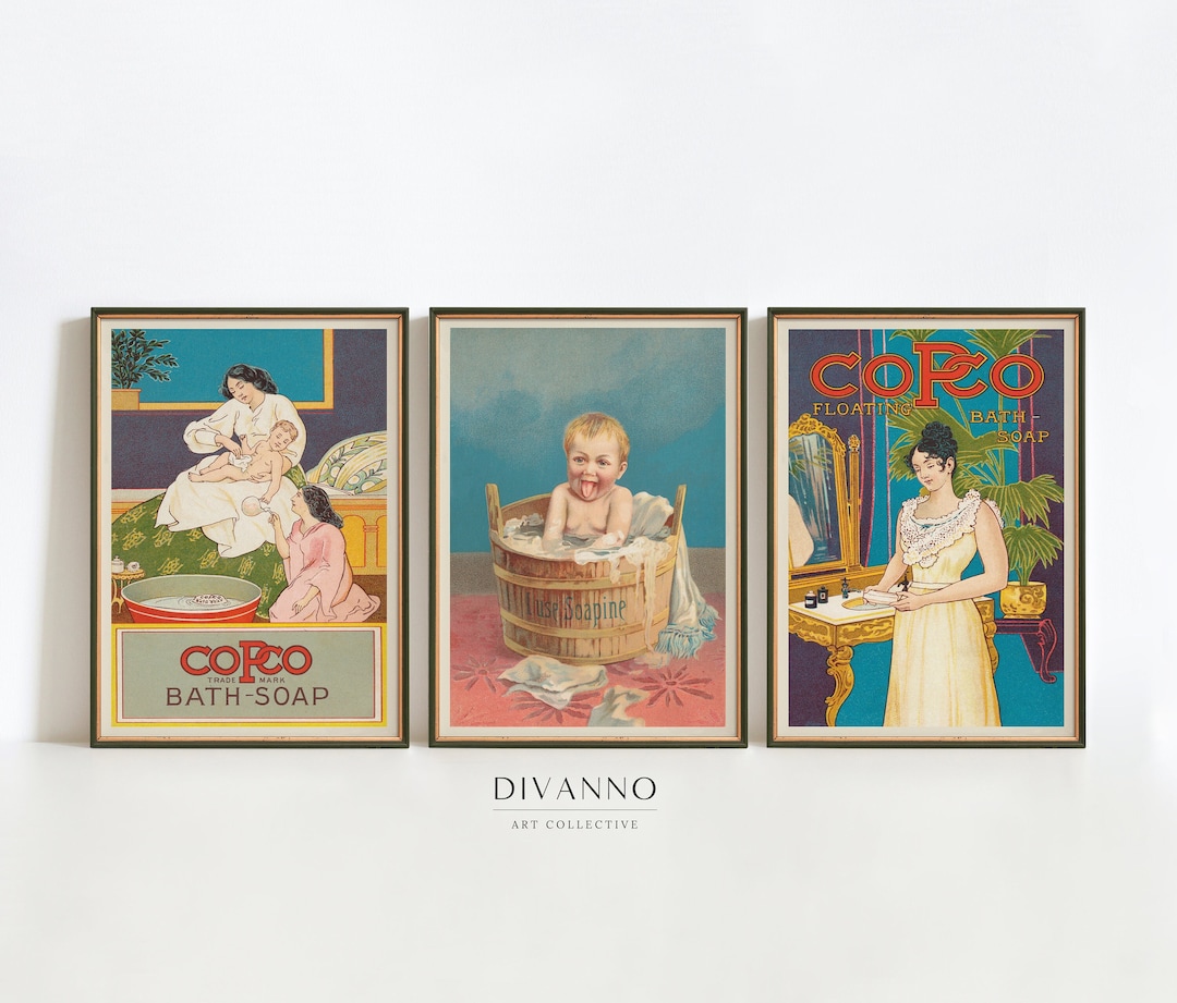 Set of 3 Prints, Vintage Bath-soap Wall Decor, Victorian Household ...