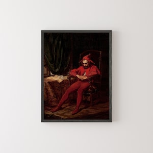 Sad Jester Print, Antique Moody Poster, Dark Academia Printable, Gothic ...