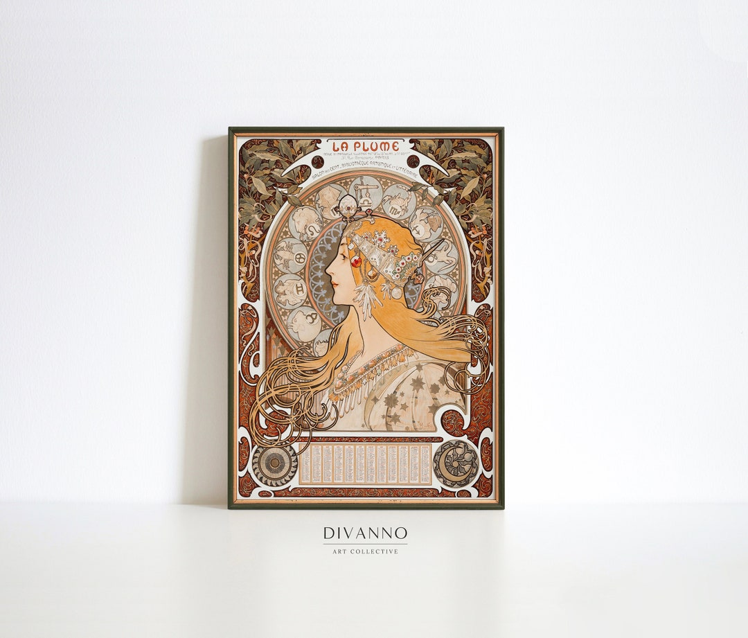 Alphonse Mucha Zodiac Woman Print, Zodiac Sign Woman Printable Poster ...