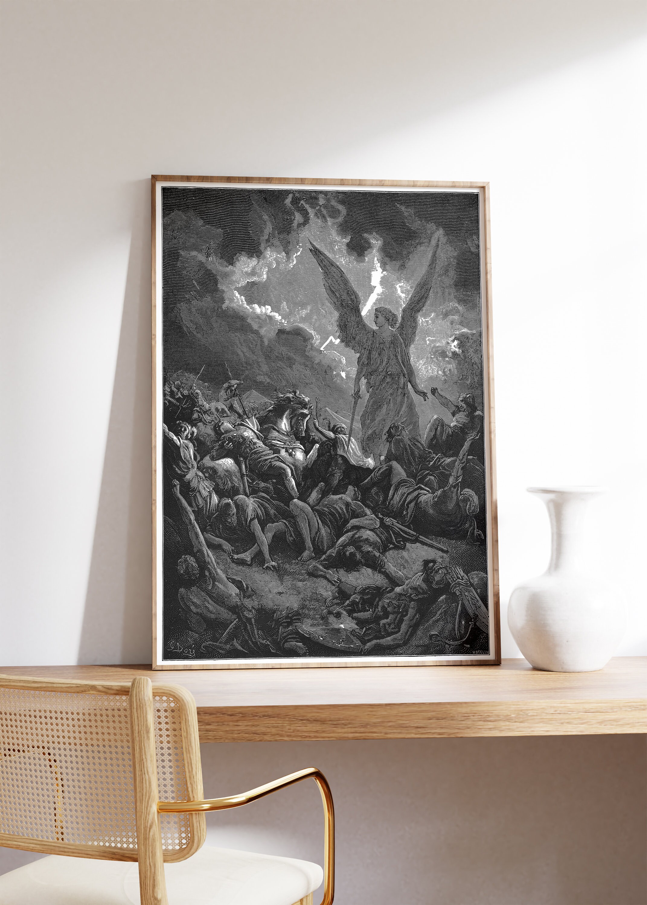 Gustave Dore Archangel Print, Doré Bible Gallery Wall Art, Rebel Angels ...