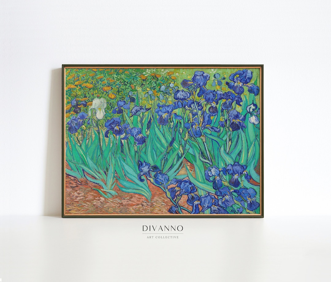 Van Gogh Irises in the Garden Print, Iris Flower Oil Painting, Floral ...