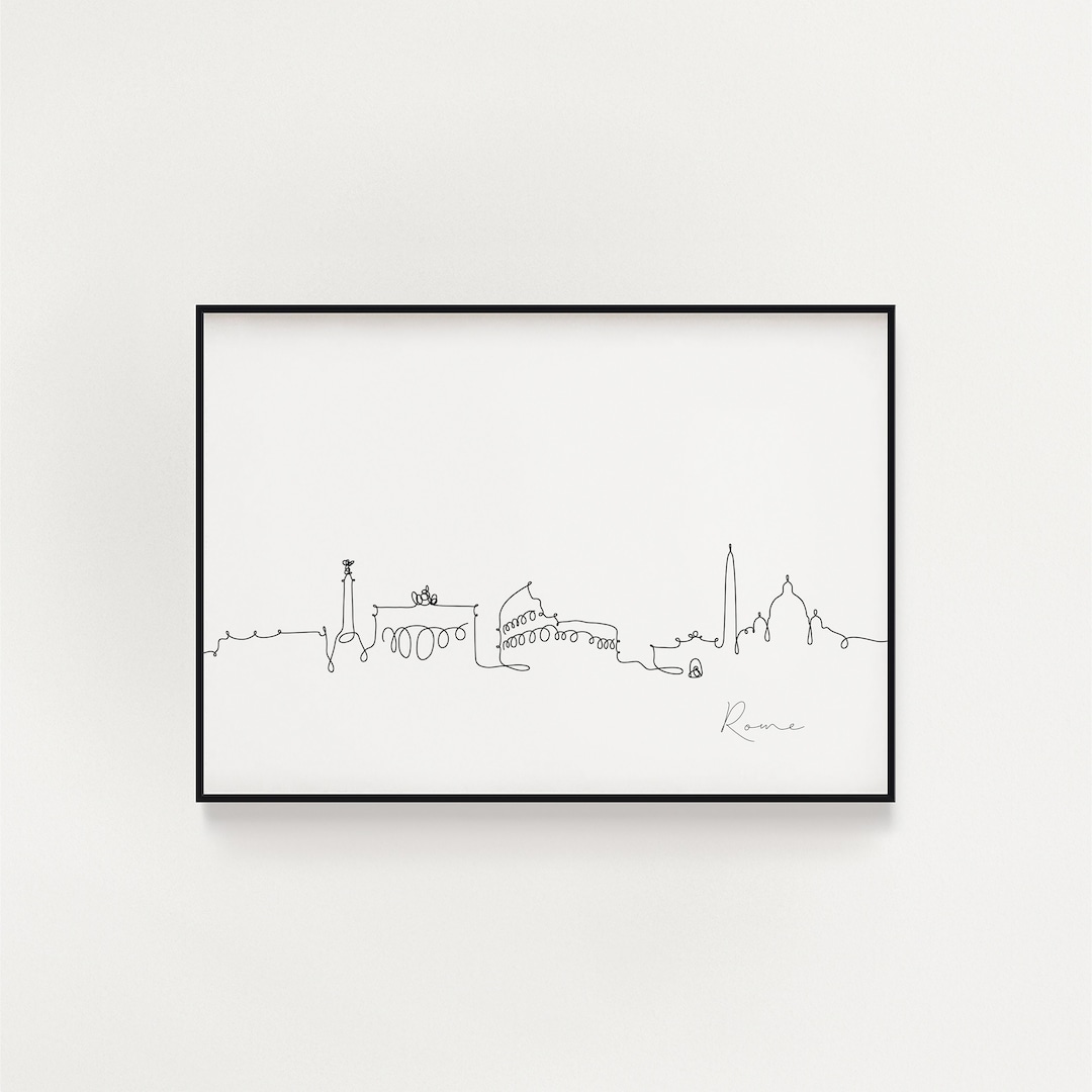 Rome Skyline Print, Line Art Print, Minimalist Wall Art, City ...