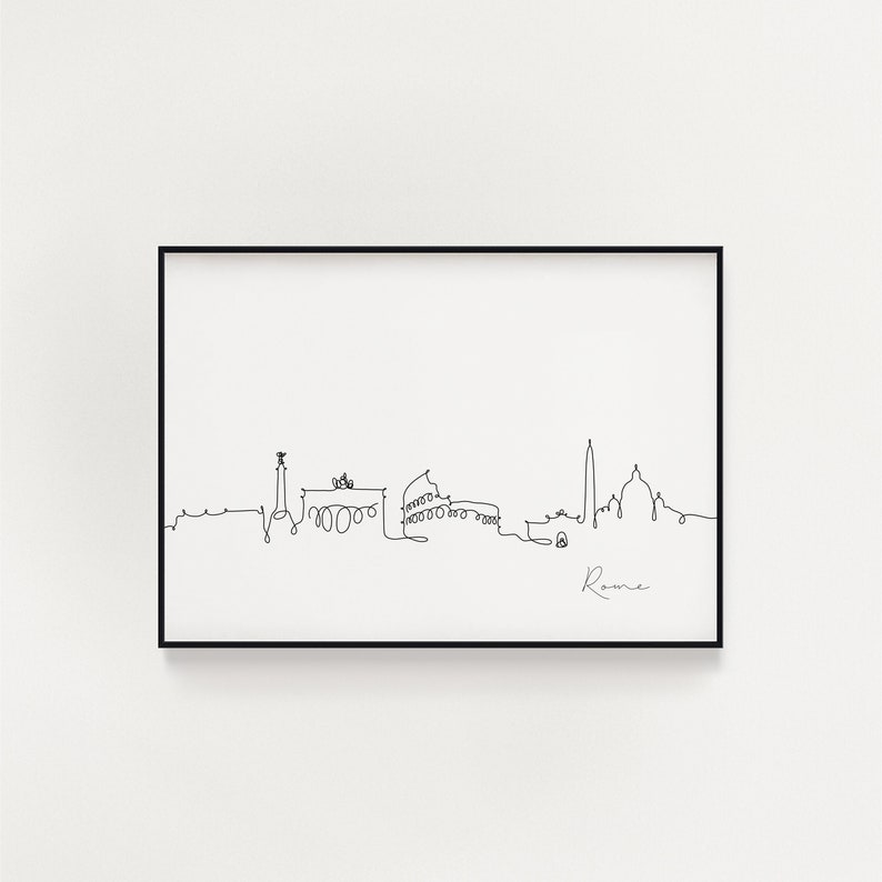 Rome Skyline Print Line Art Print Minimalist Wall Art City - Etsy