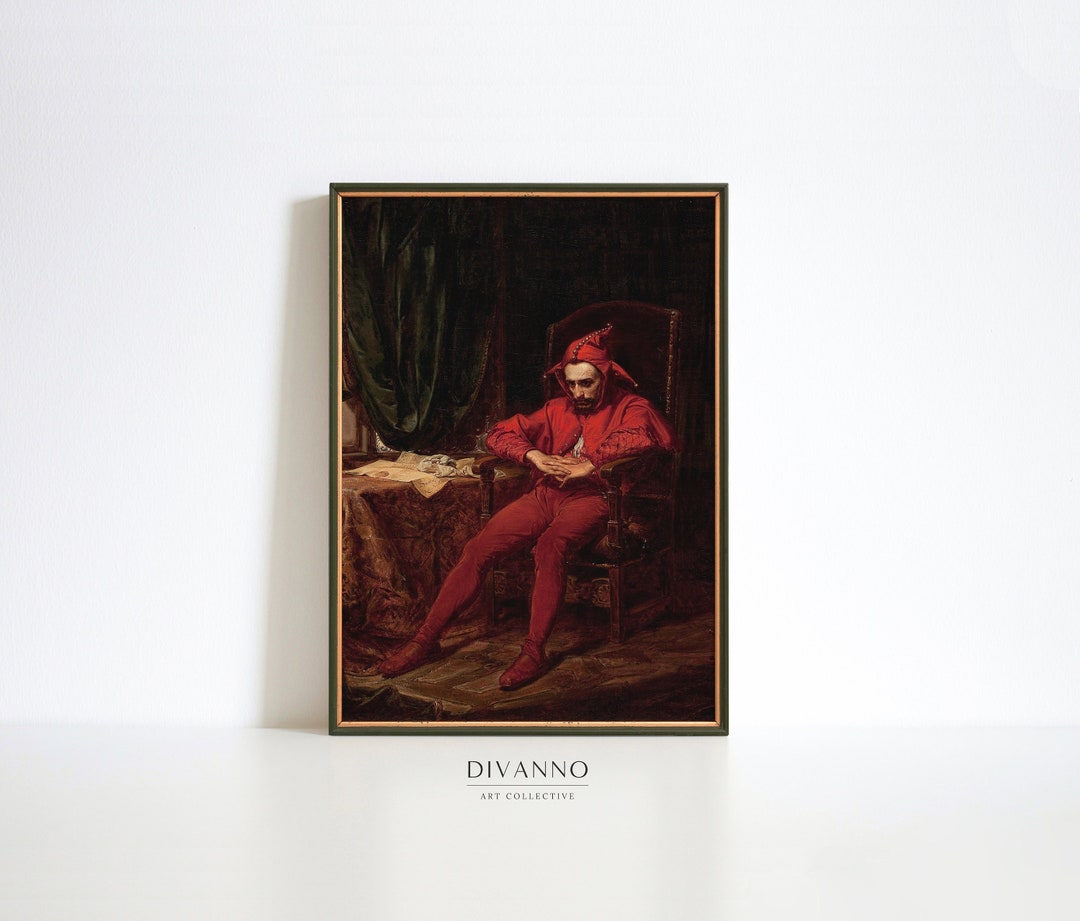 Sad Jester Print, Antique Moody Poster, Dark Academia Printable, Gothic ...