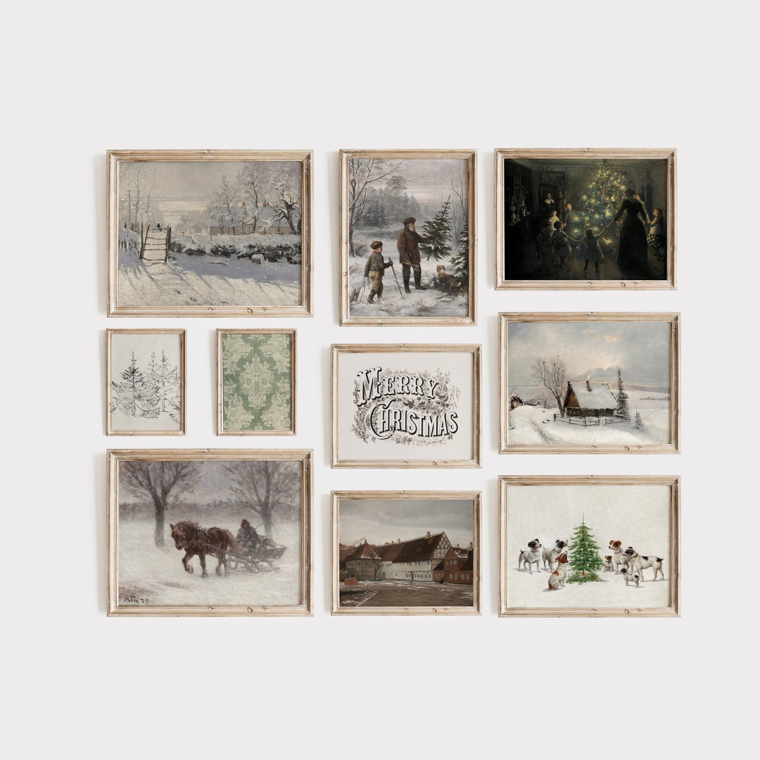 Winter Printable Set of 10 Christmas Poster, Digital Gallery Wall Art ...