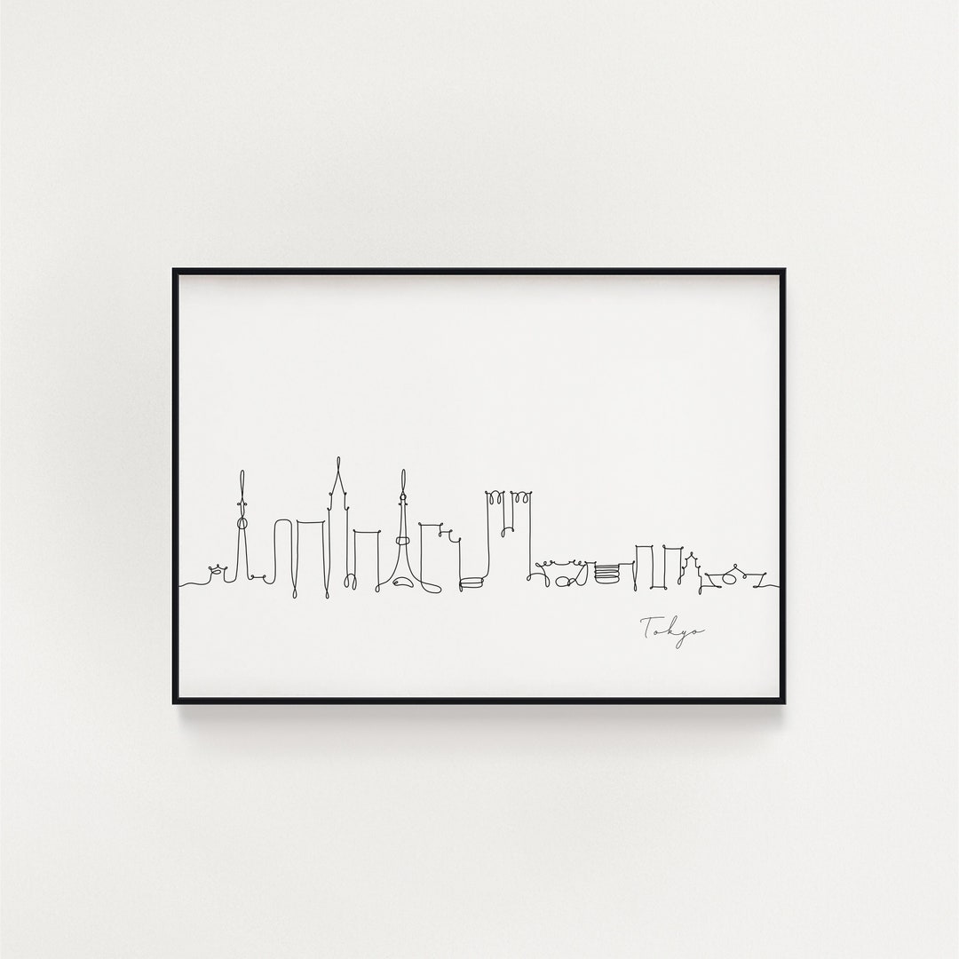 Tokyo Skyline Print, Line Art, Tokyo Poster, Minimalist Wall Art, City ...