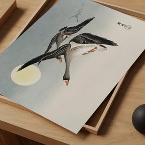 Japanese Goose Wall Art, Flying Geese Japan Poster, Elegant Birds ...