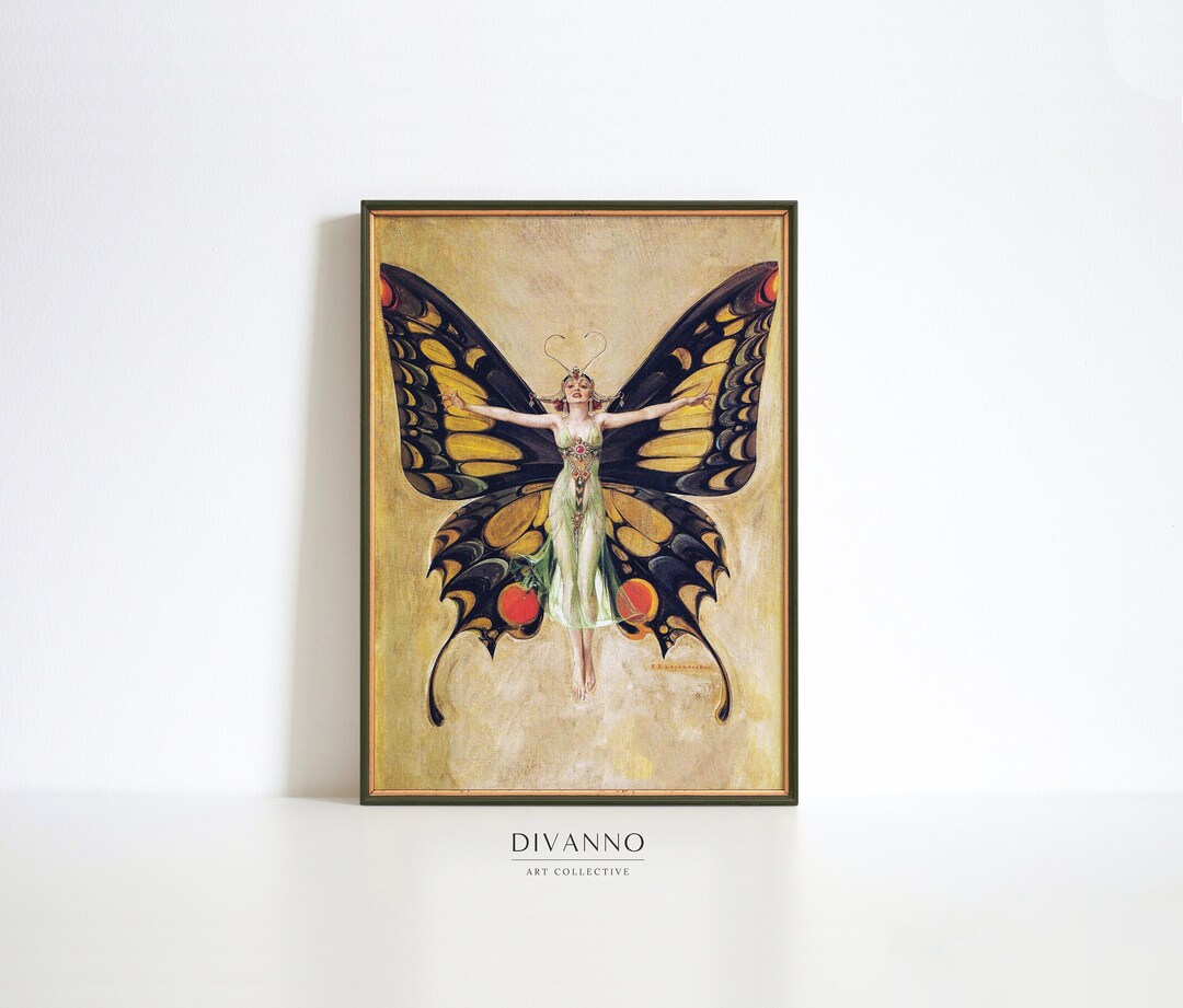 Vintage Flapper Girl Poster, Butterfly Wall Art, Gatsby Era Decor, Jazz ...