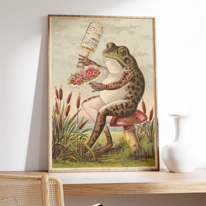 Retro Frog Print, Vintage Animal Poster, Antique Illustration ...