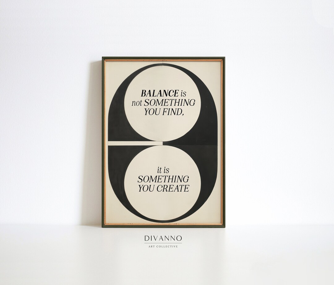 Balance Quote Poster, Self-care Print, Minimal Mindful Wall Art, Work ...