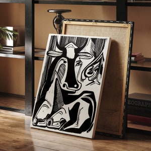 Vintage Abstract Large Cow Art Print, Retro Animal Wall Art ...