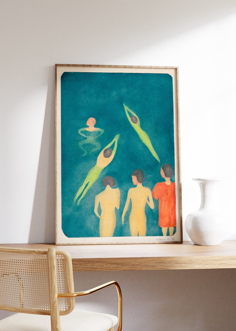 Edvard Munch Boys Bathing Poster, Kids Playing at the Beach, Norwegian ...