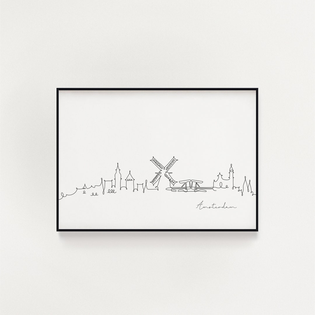 Amsterdam Skyline Print, Line Art , Minimalist Wall Art, City ...