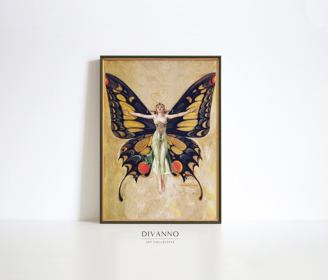Vintage Flapper Girl Poster Butterfly Wall Art Gatsby Era - Etsy