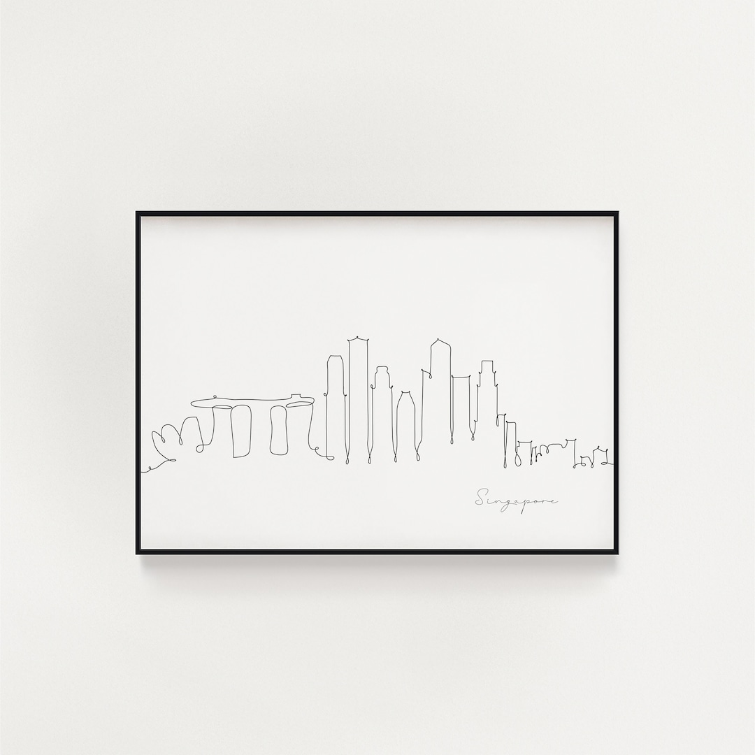 Singapore Skyline Print, Line Art, Singapore Poster, Minimalist Wall ...