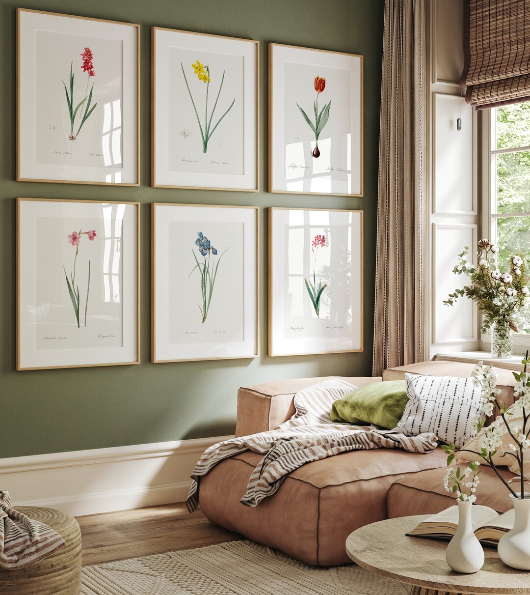 Set of 6 Art Prints, Vintage Floral Wall Art, Botanical Gallery Prints ...