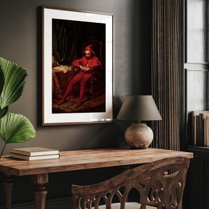 Sad Jester Print, Antique Moody Poster, Dark Academia Printable, Gothic ...