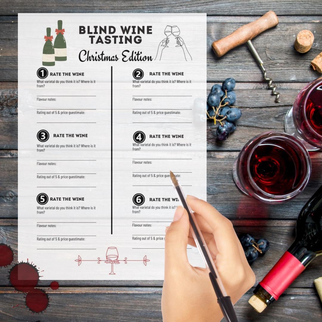 Christmas Edition - Blind Wine Tasting Template: Printable Wine Tasting ...