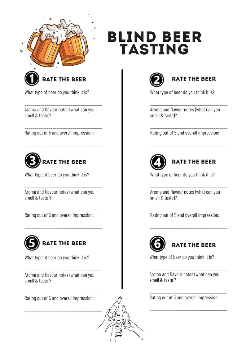 Blind Beer Tasting Kit Template | Printable Beer Tasting Party Game ...
