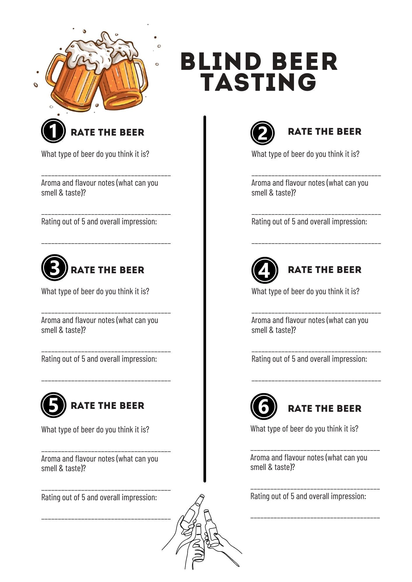 Blind Beer Tasting Kit Template | Printable Beer Tasting Party Game ...