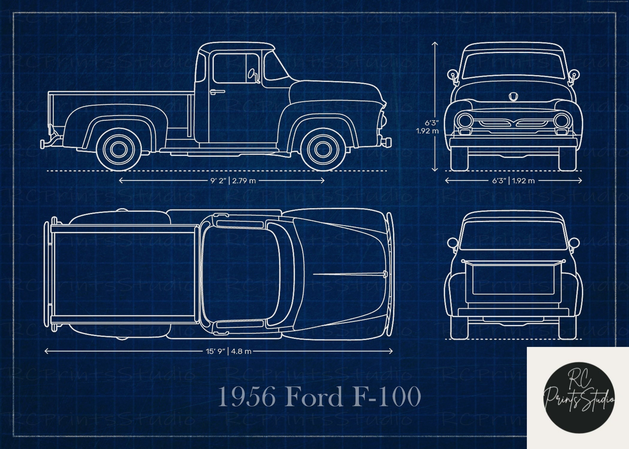 1956 Ford F-100 Blueprint Digital Download Wall Décor - Etsy