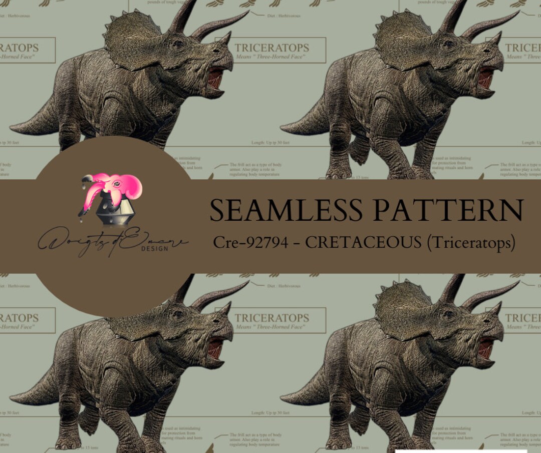 CRETACEOUS TRICERATOPS Dinosaur T-rex Jurassic Blueprint Fossil ...