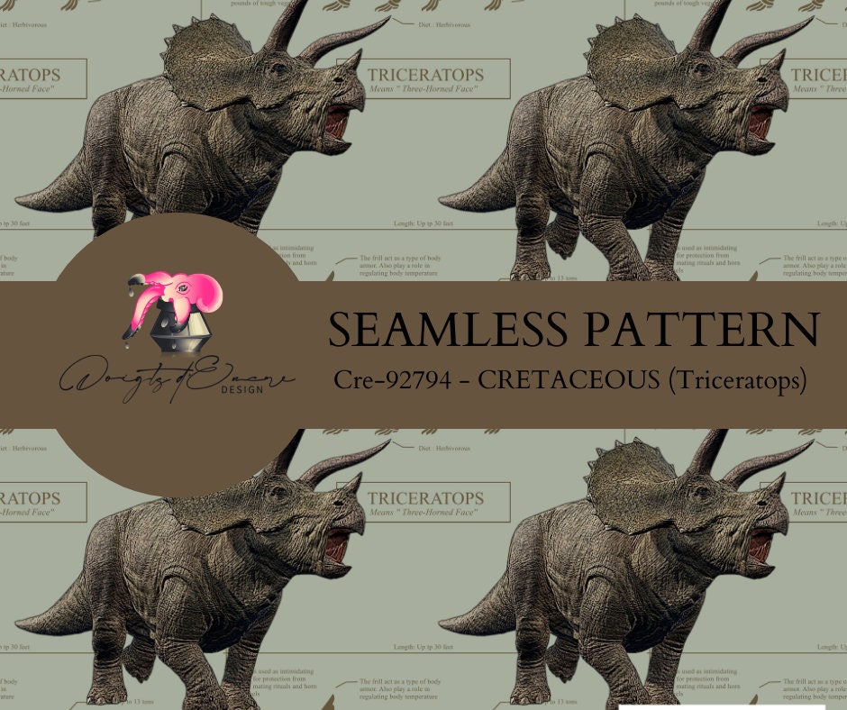 CRETACEOUS TRICERATOPS Dinosaur T-rex Jurassic Blueprint Fossil ...