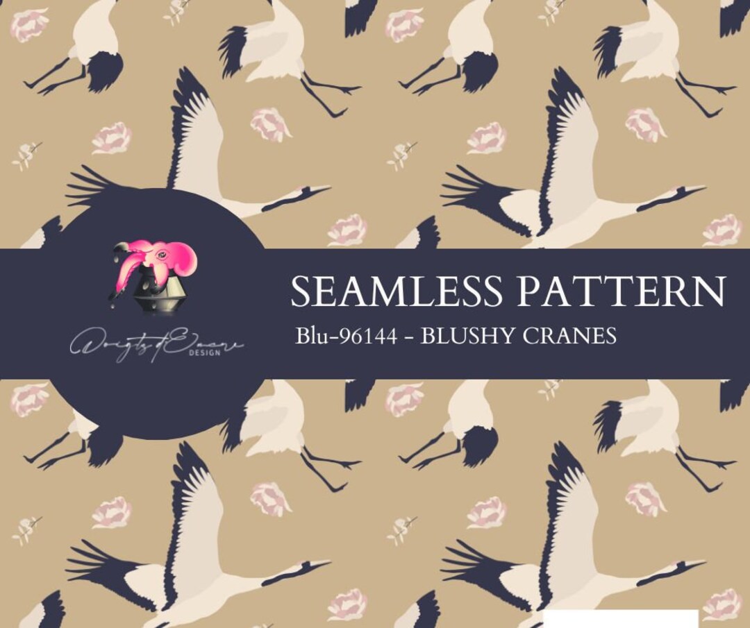 Blushy Cranes - Vintage Mid-century Japanese Peace Bird Crane Textile ...