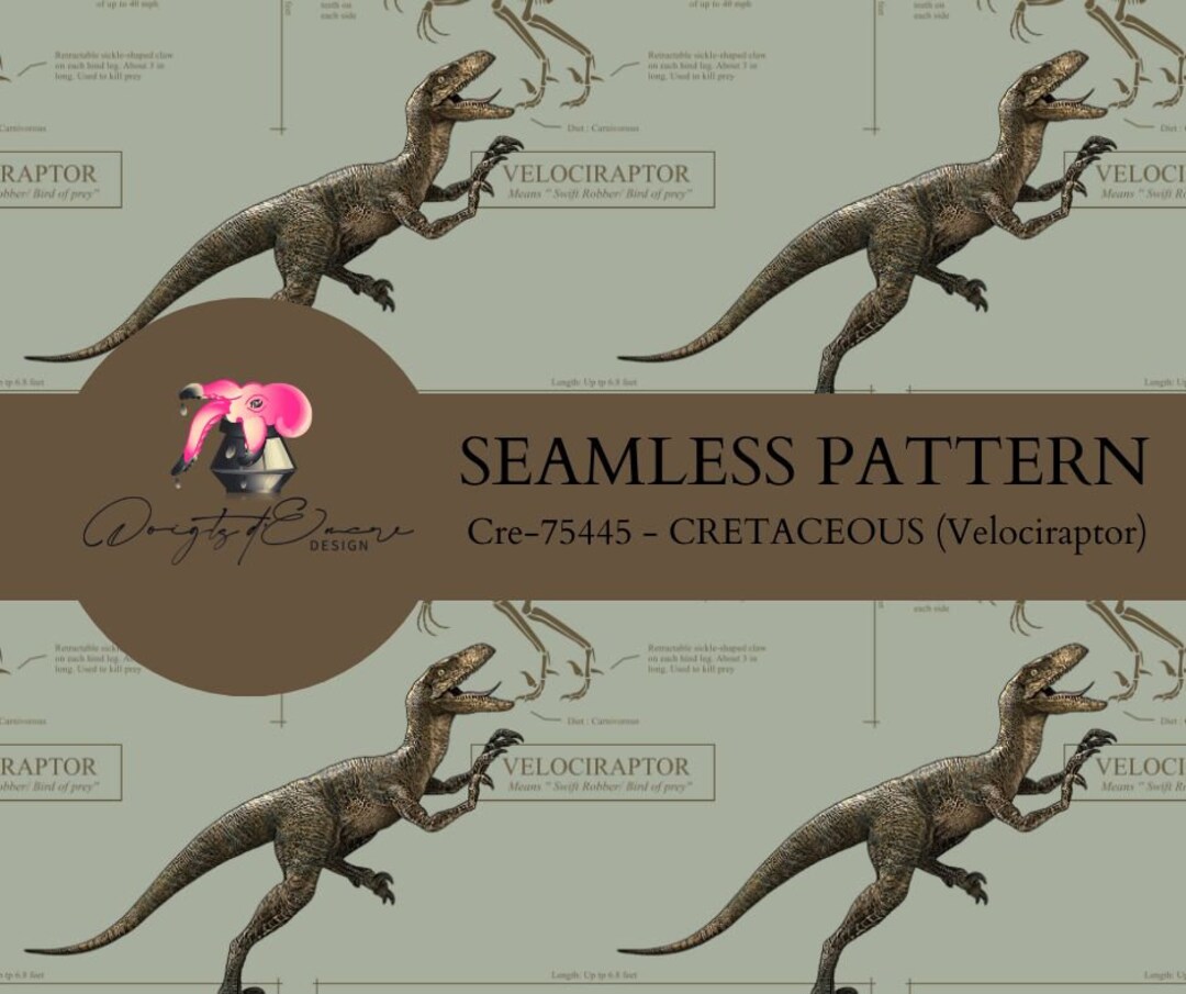 CRETACEOUS VELOCIRAPTOR T-rex Jurassic Blueprint Fossil Skeleton ...