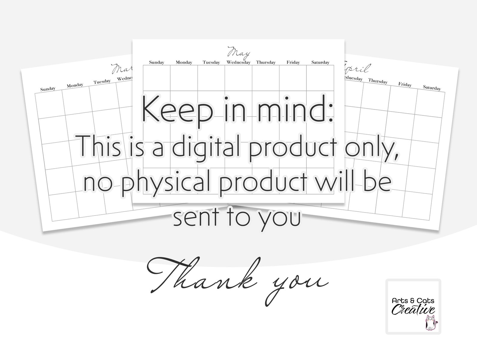Monthly Blank Calendar, Minimalist Calendar, Simple Design, Printable ...