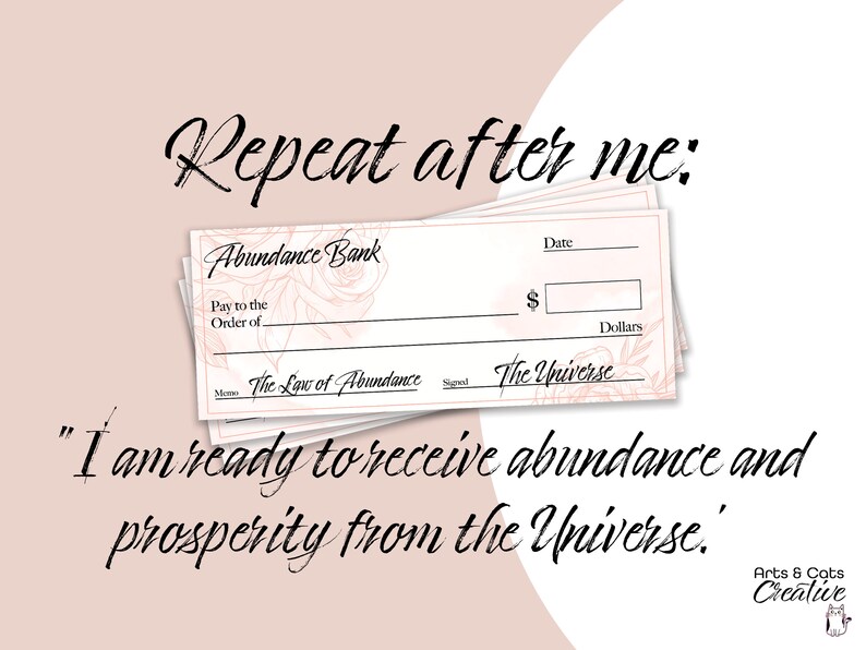 The Law of Abundance Checks, Printable Manifestation, Law of Attraction ...