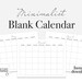 Monthly Blank Calendar, Minimalist Calendar, Simple Design, Printable ...