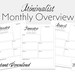 Monthly Overview Printable, Minimalist Calendar, Simple Design, Digital ...