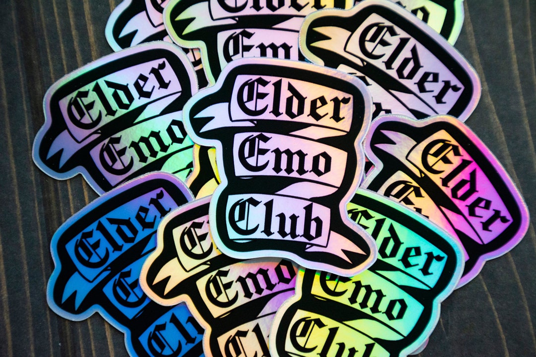 Elder Emo Club Sticker Holographic Emo Sticker Elder Emo Decal Water ...