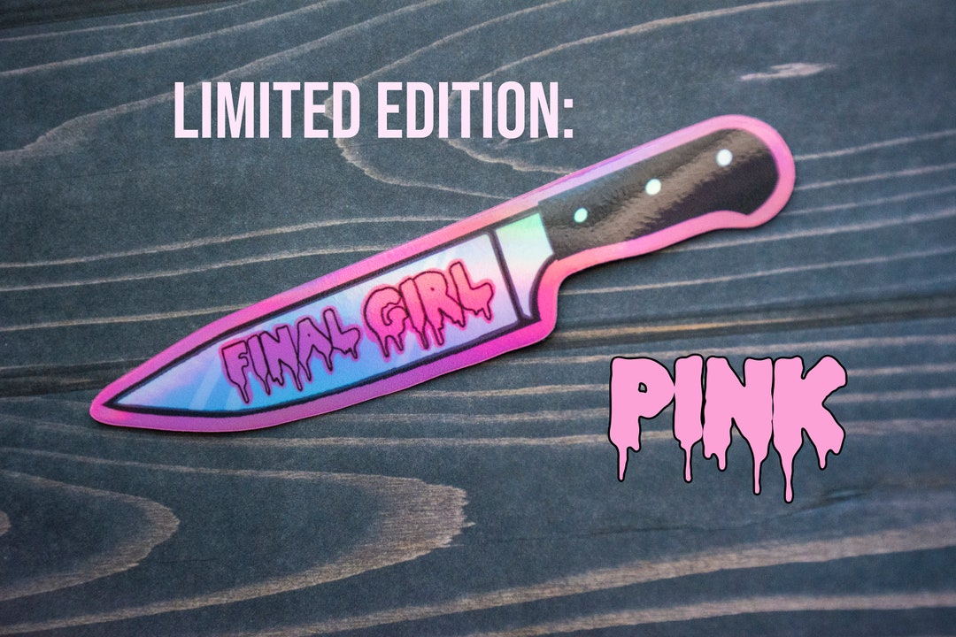 Pink Final Girl Sticker Horror Holographic Sticker Horror Knife Decal ...