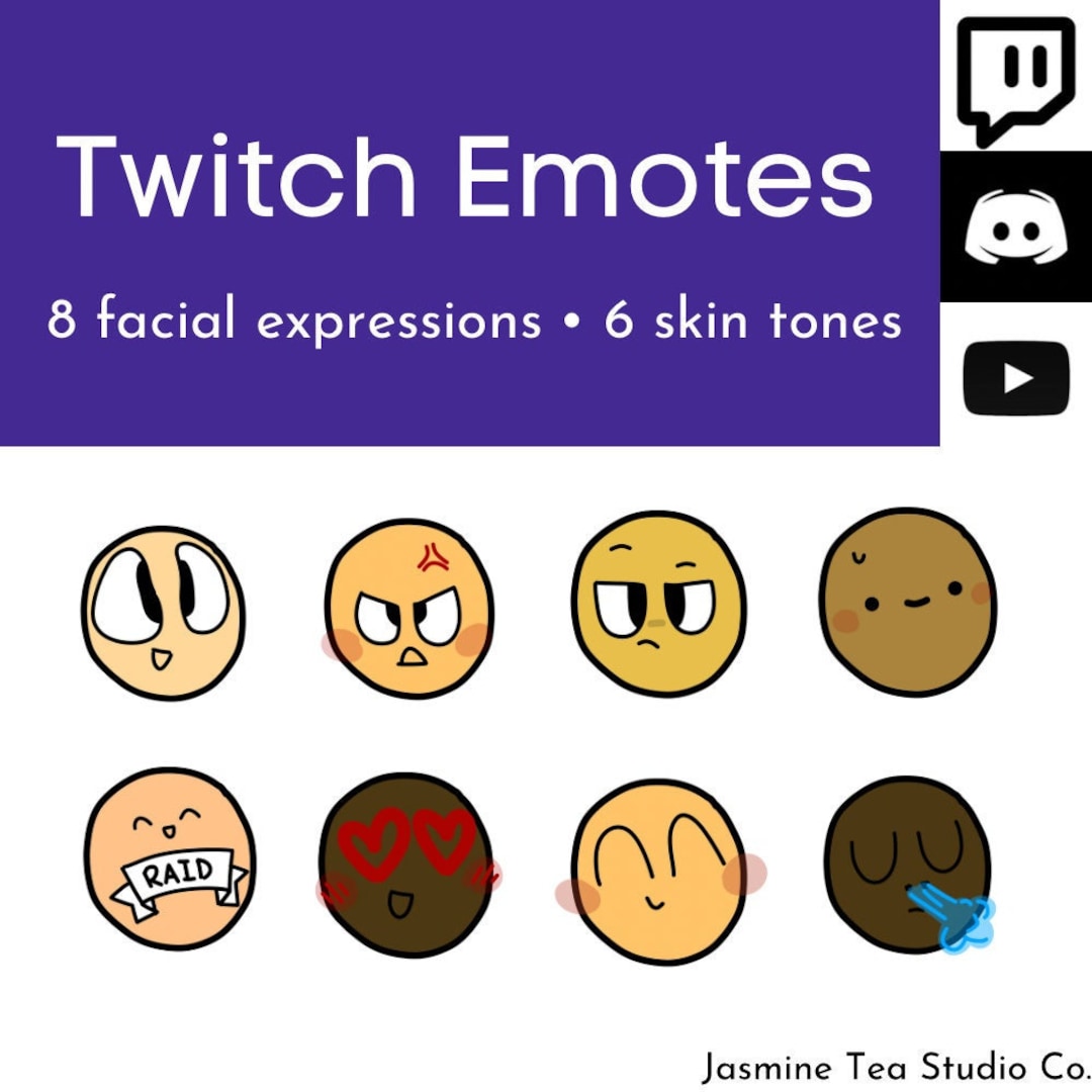 Tan-skin Twitch and Discord Emotes Cute Faces - Etsy UK