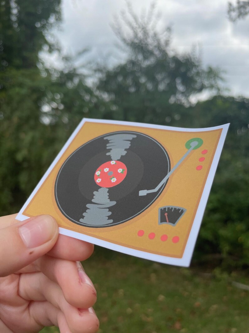 Retro Record Player Sticker floral Pattern - Etsy