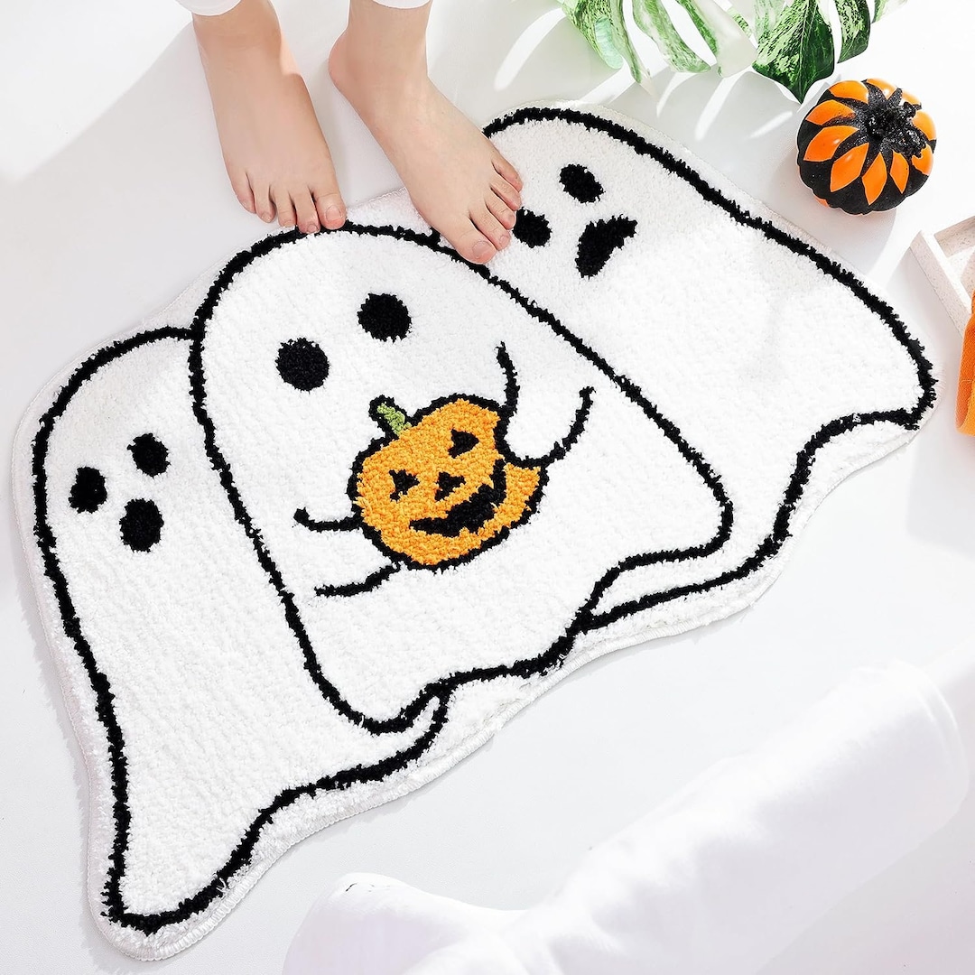 Cute Ghost Rug Fun Home Decoration Pumpkin Rug Ghost Accent - Etsy