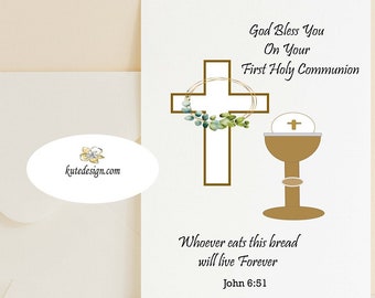 Printable First Holy Communion Card, Girl First Communion Card, Digital ...