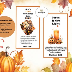 Printable Christian Halloween Scripture Cards, Scripture Handouts ...