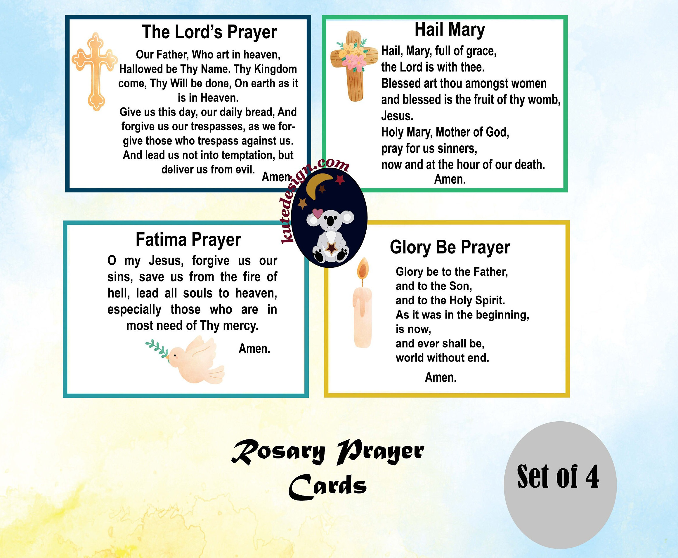 Catholic Prayer Cards Rosary Prayers for Children Kid Prayer - Etsy