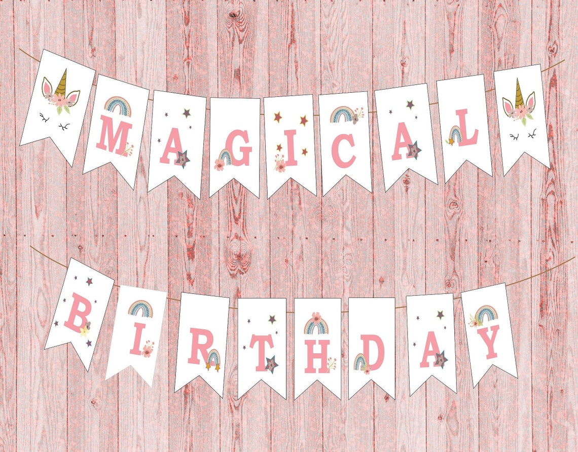 Unicorn Banner, Printable Birthday Banner, Unicorn Birthday, Girl ...