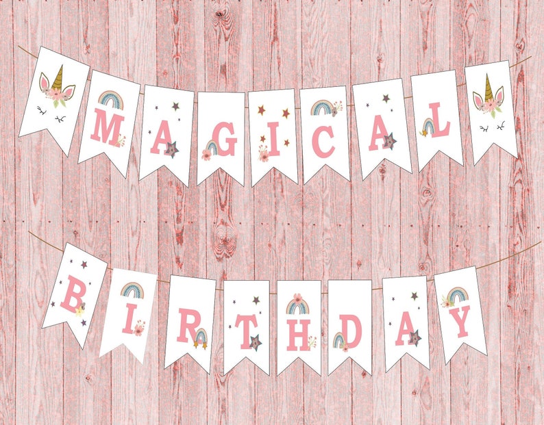 Unicorn Banner, Printable Birthday Banner, Unicorn Birthday, Girl ...