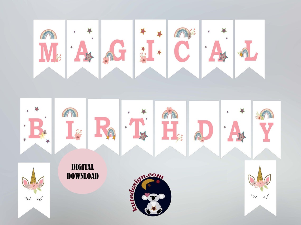 Unicorn Banner, Printable Birthday Banner, Unicorn Birthday, Girl ...